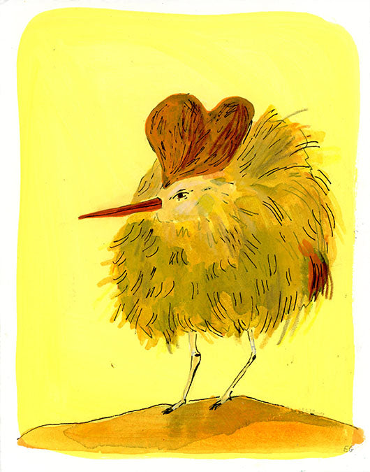 Ruff bird, painting on paper – ELIZABETH GRAEBER